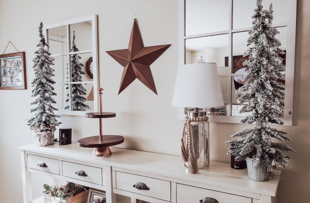 White Christmas Village Entryway Decor - Cathy Myers